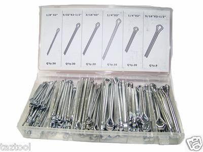 144 pc Large Cotter Pin Assortment Keys Safety Retainer Pins Set Cotter ...