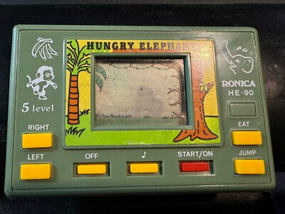 VTG Rare Ronica Hungry Elephant HE-90 1986 LCD Handheld Electronic Game ...