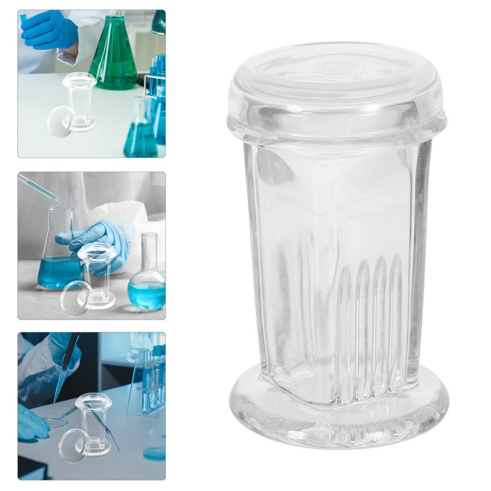 2 Pcs Lab Staining Supplies Glass Jar with Lid Clear Laboratory ...