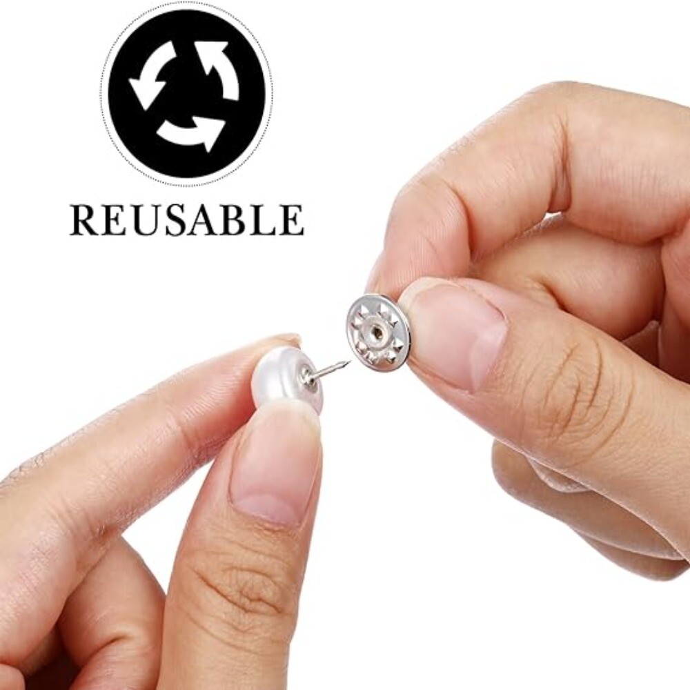 18Pcs Artificial Pearl Shirt Brooch Buttons Cover up Button Pins Clip ...