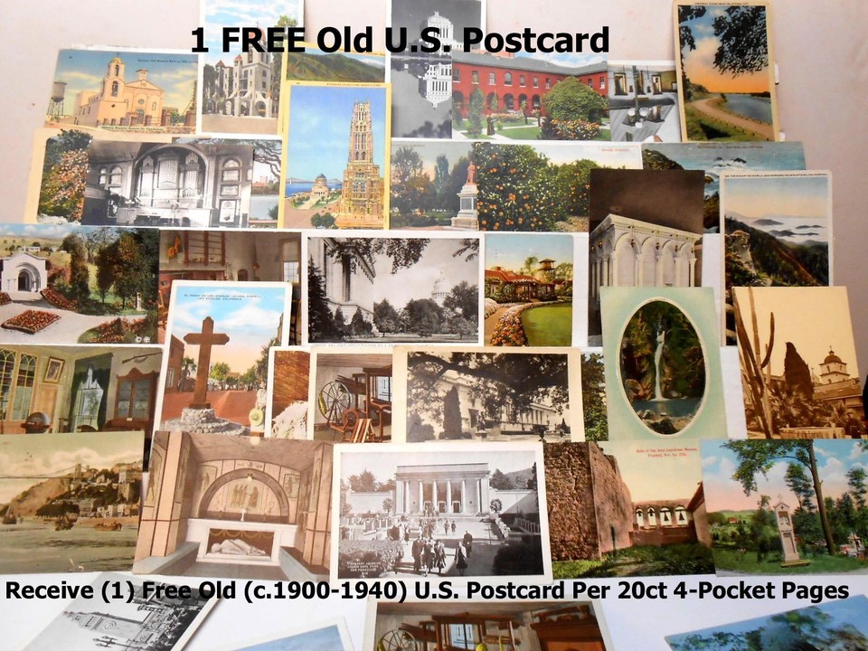 Postcards 4 Pocket Album Page Archival Acid Free 20 ct ! FREE U.S ...