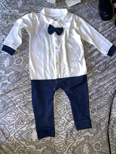 18months boys footless tuxedo suit baby grow | eBay UK