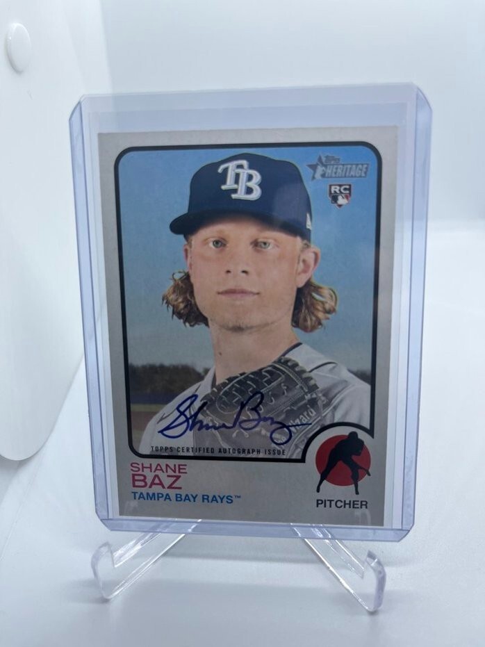 2022 Topps Heritage Real One Auto Shane Baz #ROA-SB Rookie Auto Blue RC ...