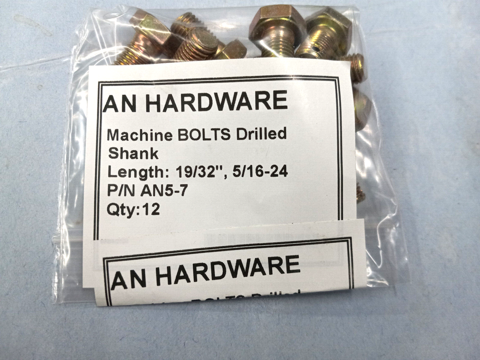 AN P/N AN5-4 Drilled Machine BOLTS Length: 19/32, 5/16-24 (12/PACK) | eBay
