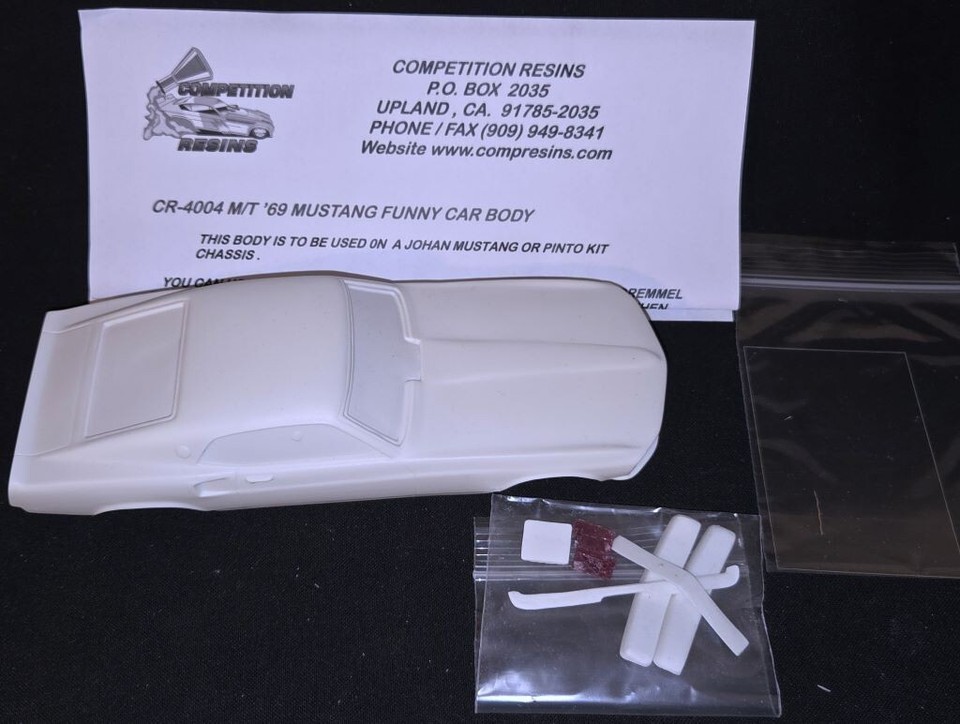 COMPETITION RESINS #CR-4004 1/25 M/T 1969 MUSTANG FUNNY CAR RESIN BODY ...