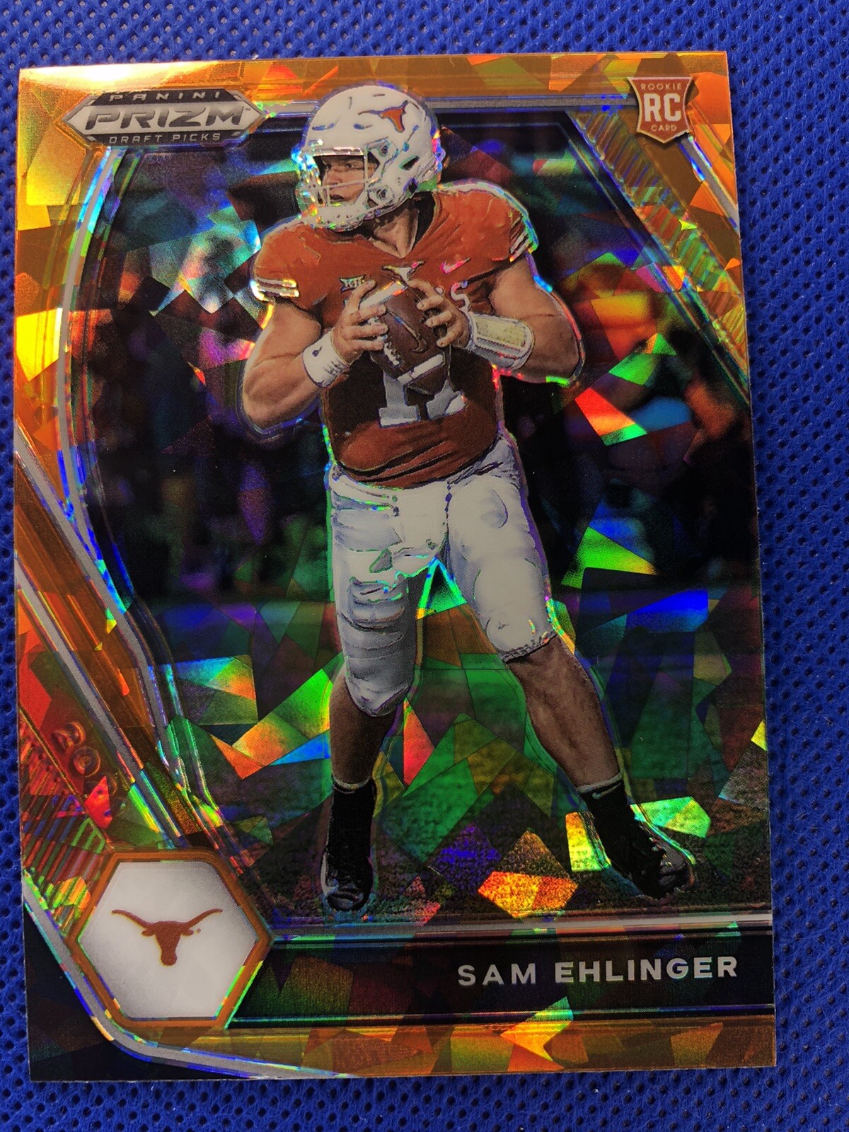 2021 #131 Sam Ehlinger Panini Prizm Draft Picks RC Orange Cracked Ice ...