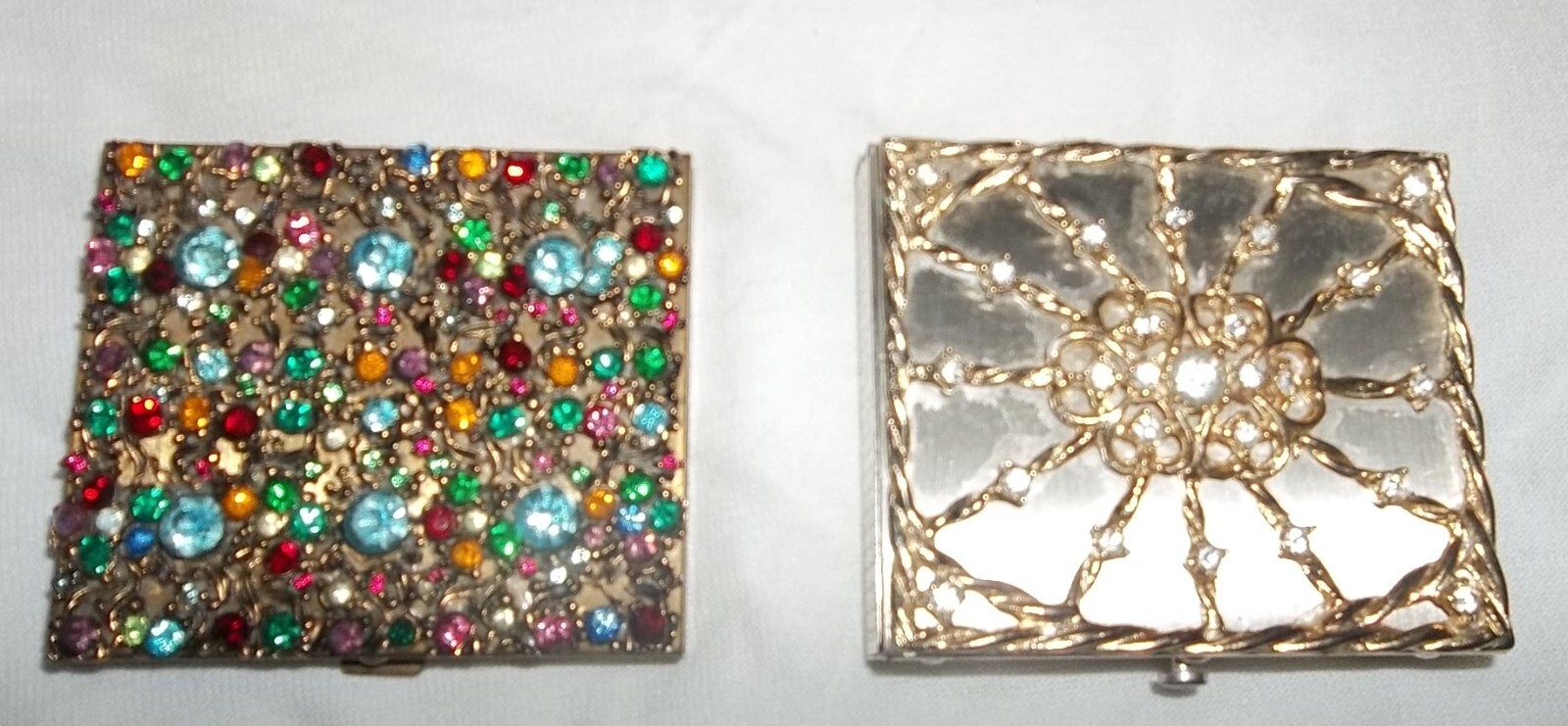 LOT of TWO VINTAGE FABULOUS GLAMOUROUS RHINESTONE COMPACTS ONE DORSET ...