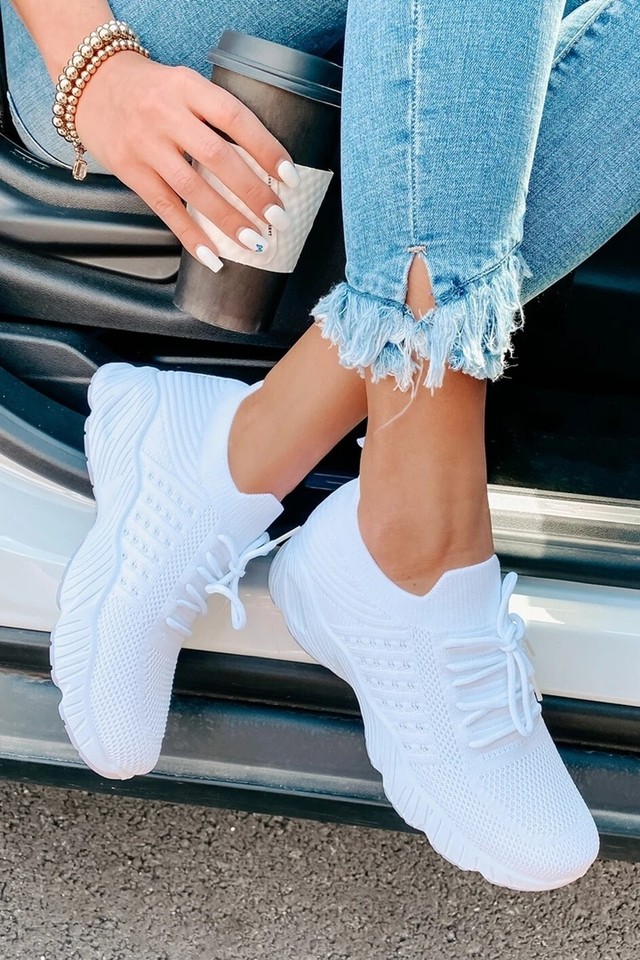 Womens Running Trainers Ladies Sneakers Slip On Walking Gym Comfy ...