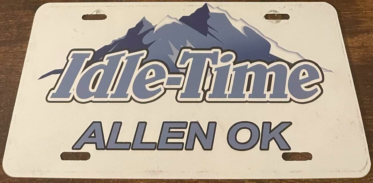 Idle-Time RV Sales Booster License Plate Allen Oklahoma Mountains Idle ...