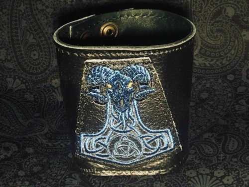 Leather Ram's Head Hammer Mjolnir Cuff Wristband bracelet Viking Thor ...
