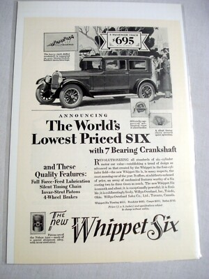 1928 Ad The New Whippet Six Willys-Overland Automobile Lowest Priced ...