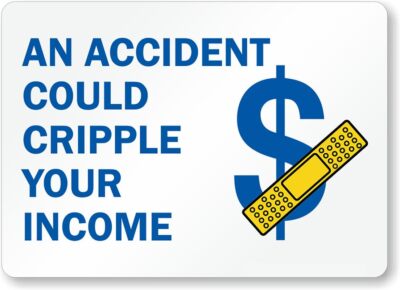 Accident Cripple Income Safety Aluminum Weatherproof 12" x 18" Sign ...