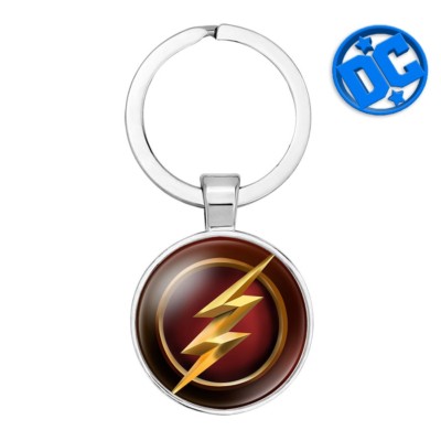 DC Comics The FLASH Keychain or pendant Logo metal glass silver plated ...
