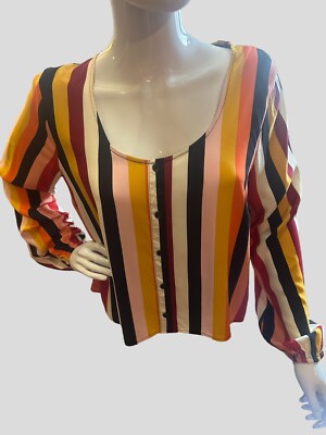 🔥Love Fire Crop Top Women’s X Large Striped Multicolor Long Sleeve | eBay