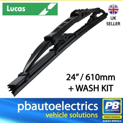 SINGLE LUCAS WIPER BLADE PREMIUM HOOK FIT 24" INCH 610mm + WASH KIT ...