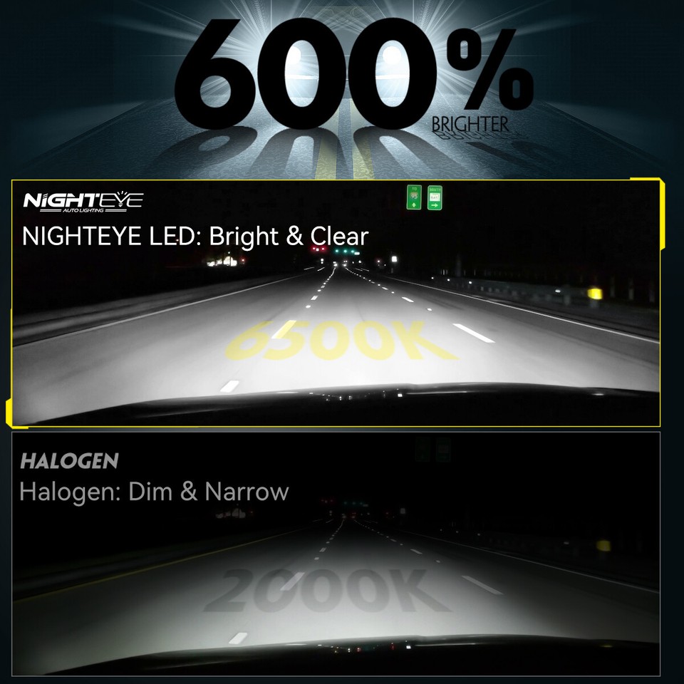 NIGHTEYE 2X LED Headlight H7 70W 30000LM Bulbs Kits Hi-Lo Beam 6500K ...