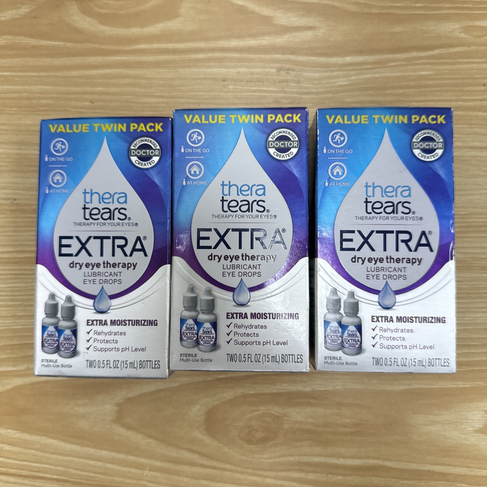 A Lot 3 Thera Tears Extra Dry Eye Therapy Lubricant Eye Drops Twin Pk 9 ...
