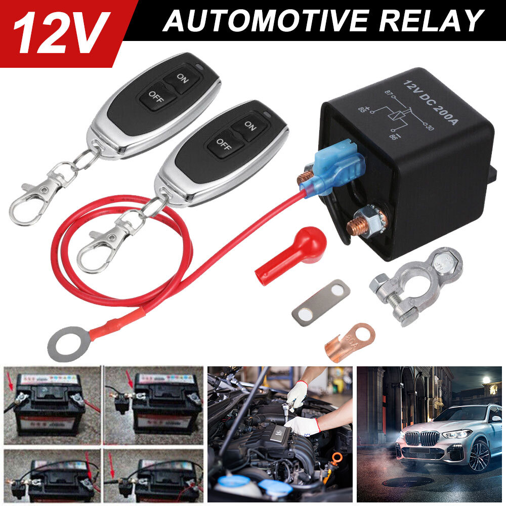 Wireless Dual Remote Car Battery Disconnect Relay Master Kill Cut-off ...