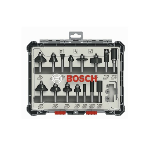 Bosch Fräser-Set 15-teilig Schaft 8mm 2607017472 für Oberfräse | eBay