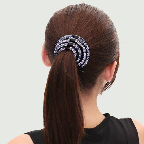 Hair Clamp Non-slip Fixing Hair Shiny Rhinestones Decor Ponytail Hair ...