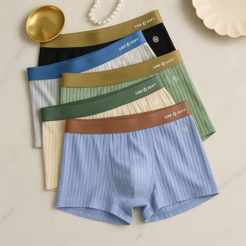 5Pcs Ice Silk Seamless Briefs Mid Waist Shorts Boxers Underwear for Man ...