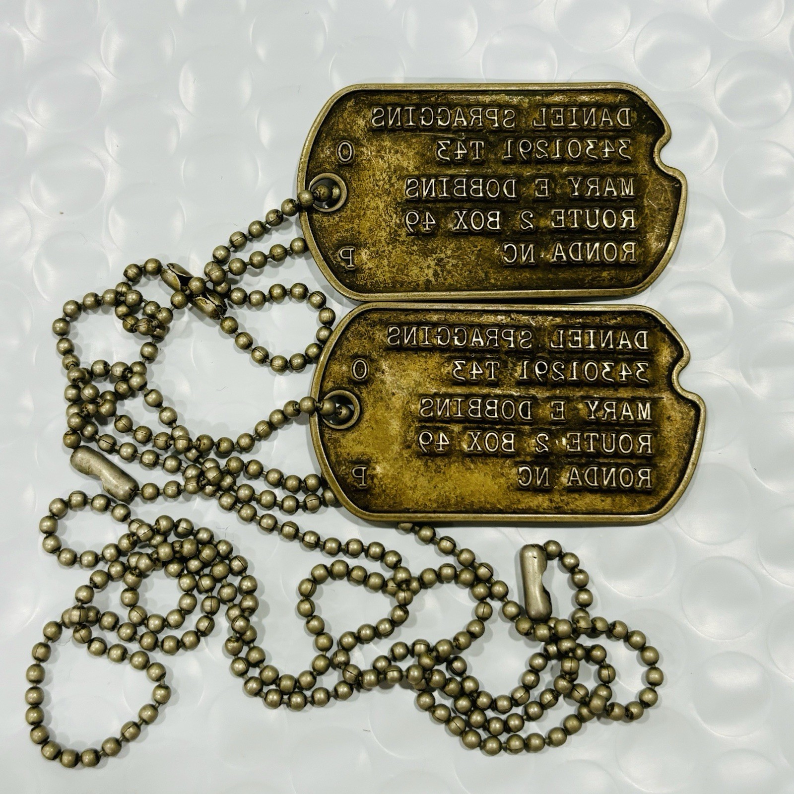 Pair of WW2 US Military Dog Tags Daniel Spraggins NoK Notched T43 Ronda ...