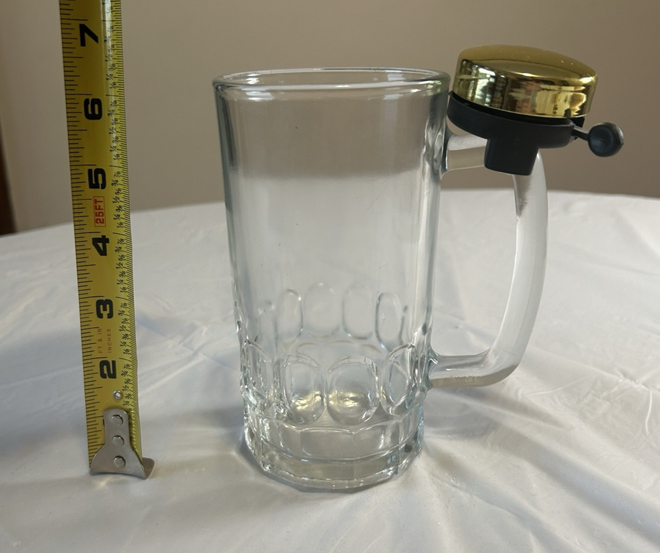 Novelty Beer Mug with Bell Glass Stein Gag Gift Barware Working Bell | eBay