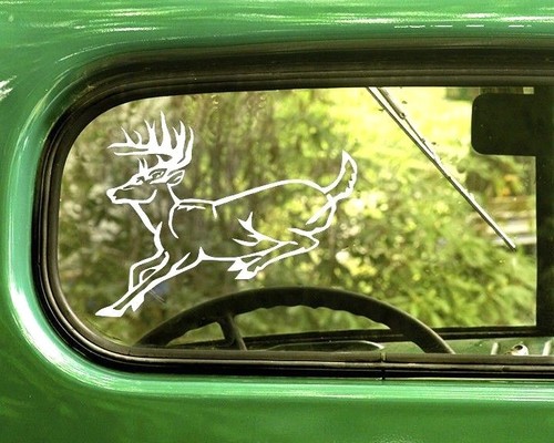 2 RUNNING DEER DECAL Buck Whitetail Stickers For Car Window Truck ...