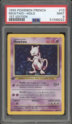 1999 Pokemon FRENCH 1st Edition Base Set Mewtwo Holo 10/102 PSA 9 MINT ...