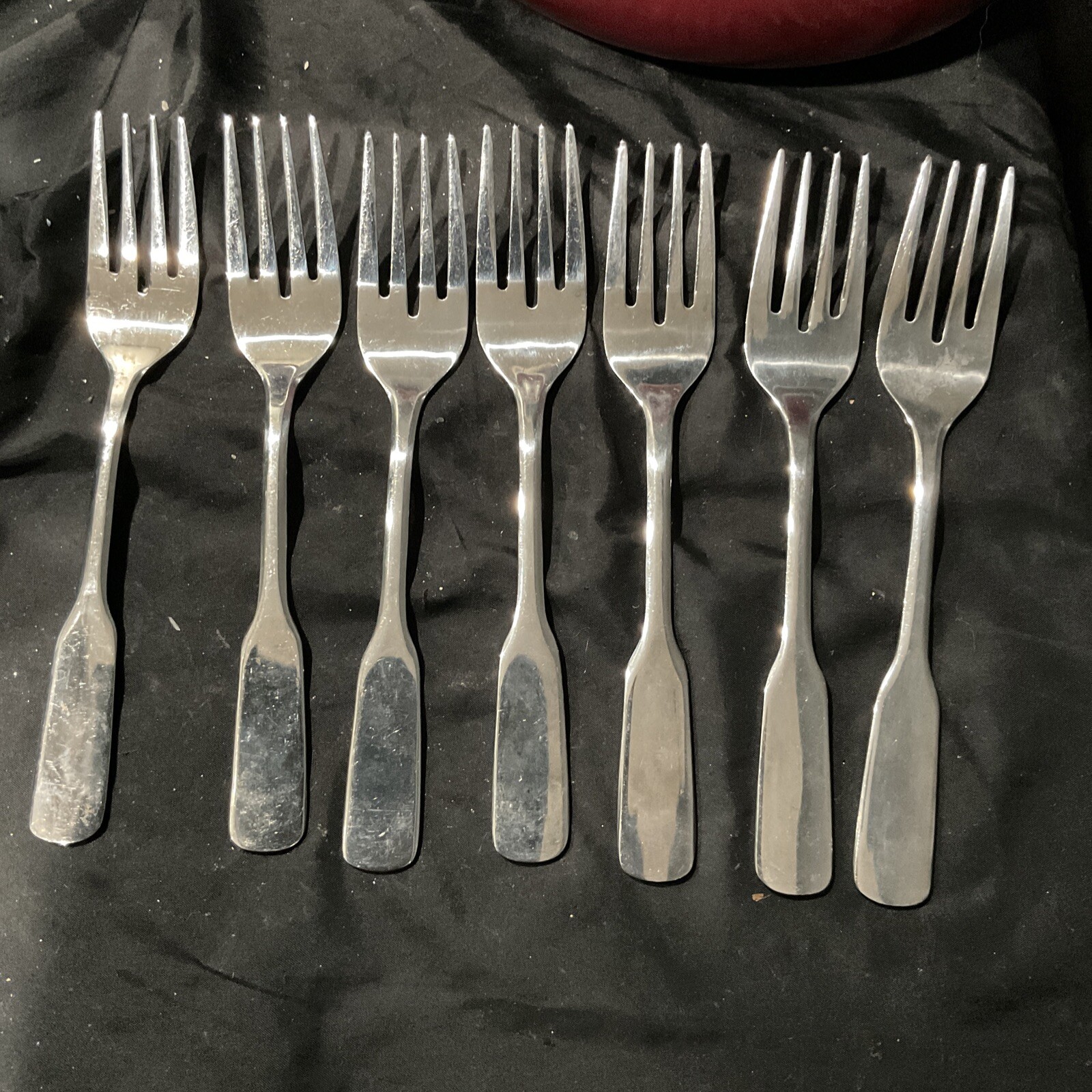 farberware stainless flatware darien pattern set of 7 salad forks 6 7/8 ...