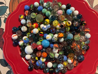 LOT DE 200 BILLES DIVERSES 1,2kg AGATE PEPITE CLOWNFISH, BLUETANG... TB ...