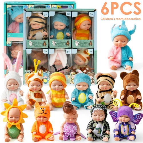 6Pcs Mini Baby Dolls Cute Mini Reborn Dolls with Clothes Lightweight ...