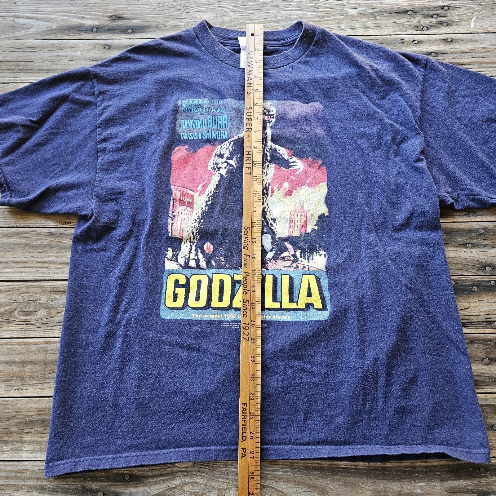 Vtg 1956 Godzilla Raymond Burr Movie Poster T Shirt Xl Gem