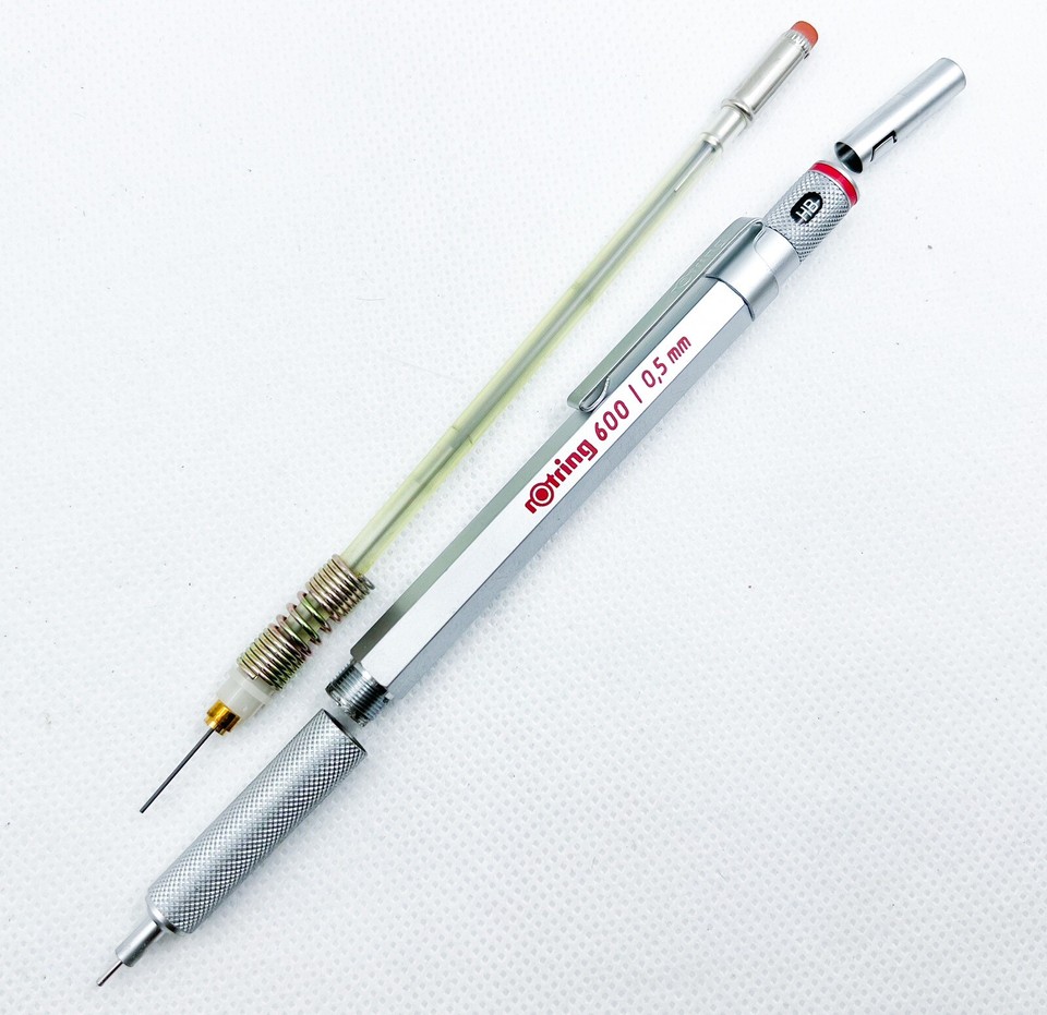 NOS Rotring 600 First ver. Spring Mechanical Pencil 0.5mm Silver W Box ...