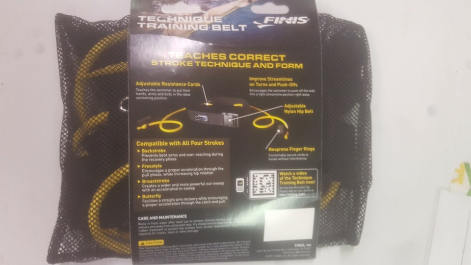 Finis TECHNIQUE TRAINING BELT ARM CORDS Swimming Swim Pool Stroke Lane ...