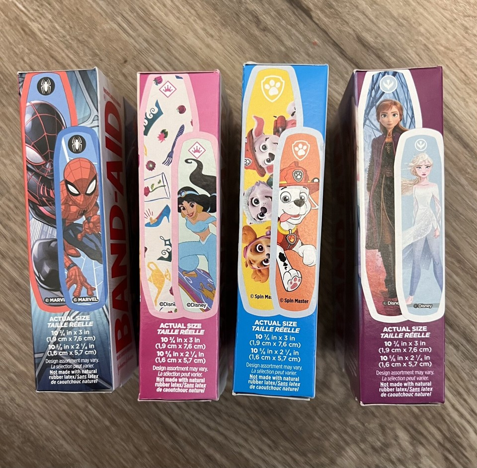 Band-Aid Bandages Disney Princess Frozen Spiderman Paw Patrol 20 ea x 8 ...