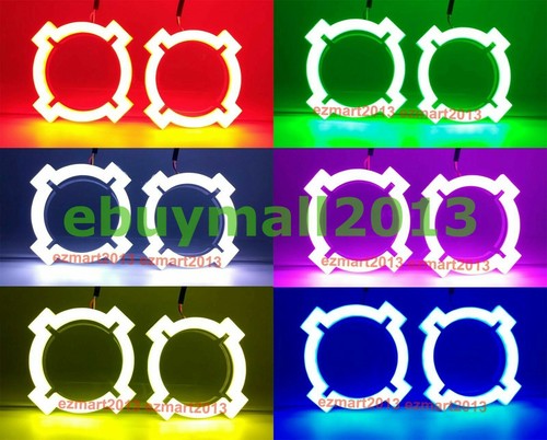 4x80mm 3.15" Inch X Type Shape RGB Halo Ring Angel Eyes BT App Control ...