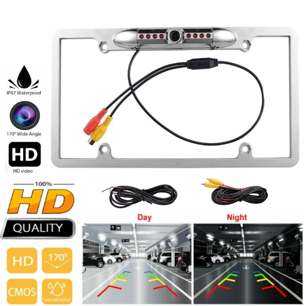 Universal Car US License Plate Frame Camera 170° Rear View Backup ...
