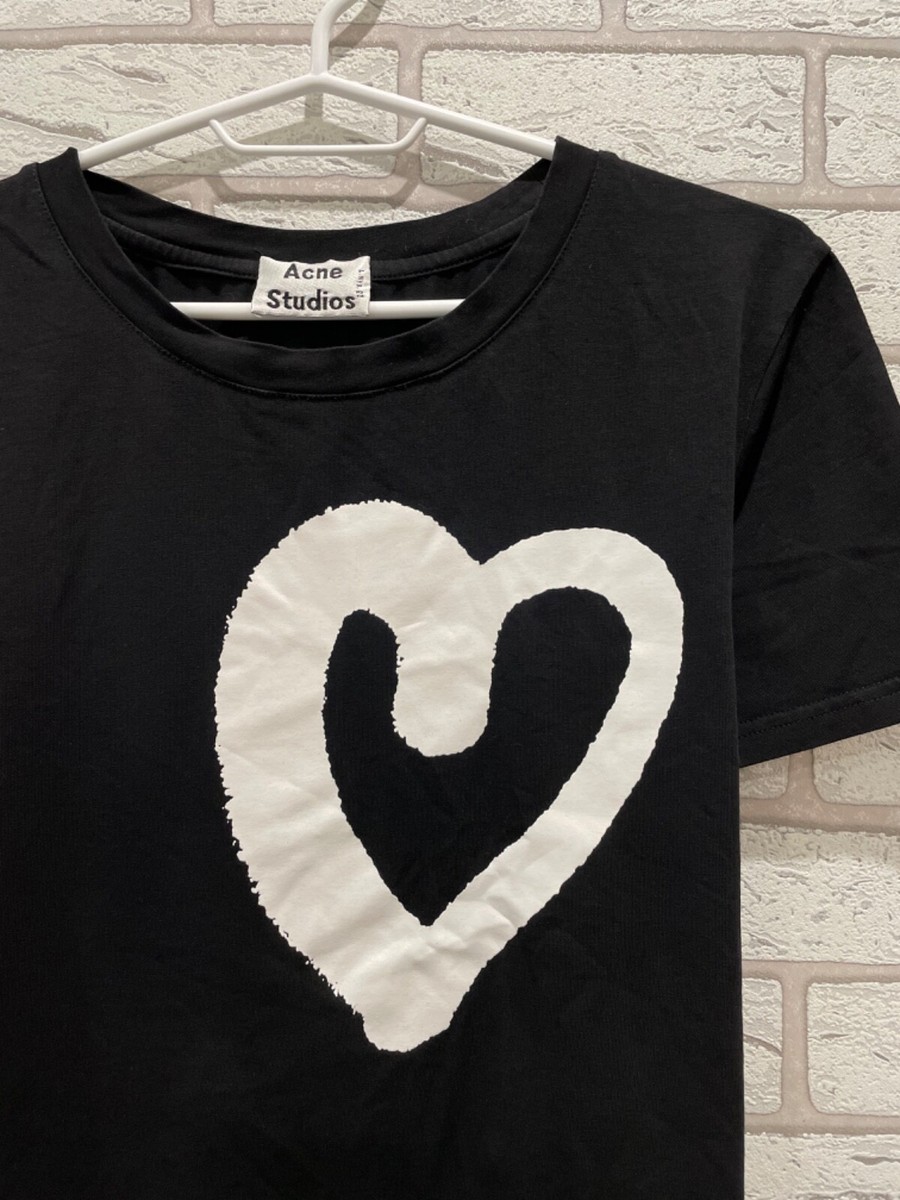 Acne Studios Heart Black T Shirt Tee Women's addy symbol he Acne Studios Heart Black T Shirt Tee Women's addy symbol he