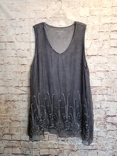 Soft Surroundings Tank Top Womens Plus Size 2X 100% Silk Gray ...
