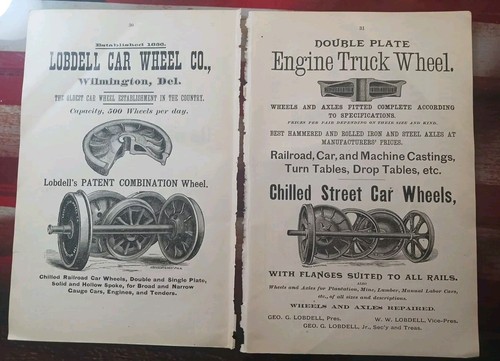 1890 Print Ad LOBDELL CAR WHEEL COMPANY Wilmington Delaware Railroad ...