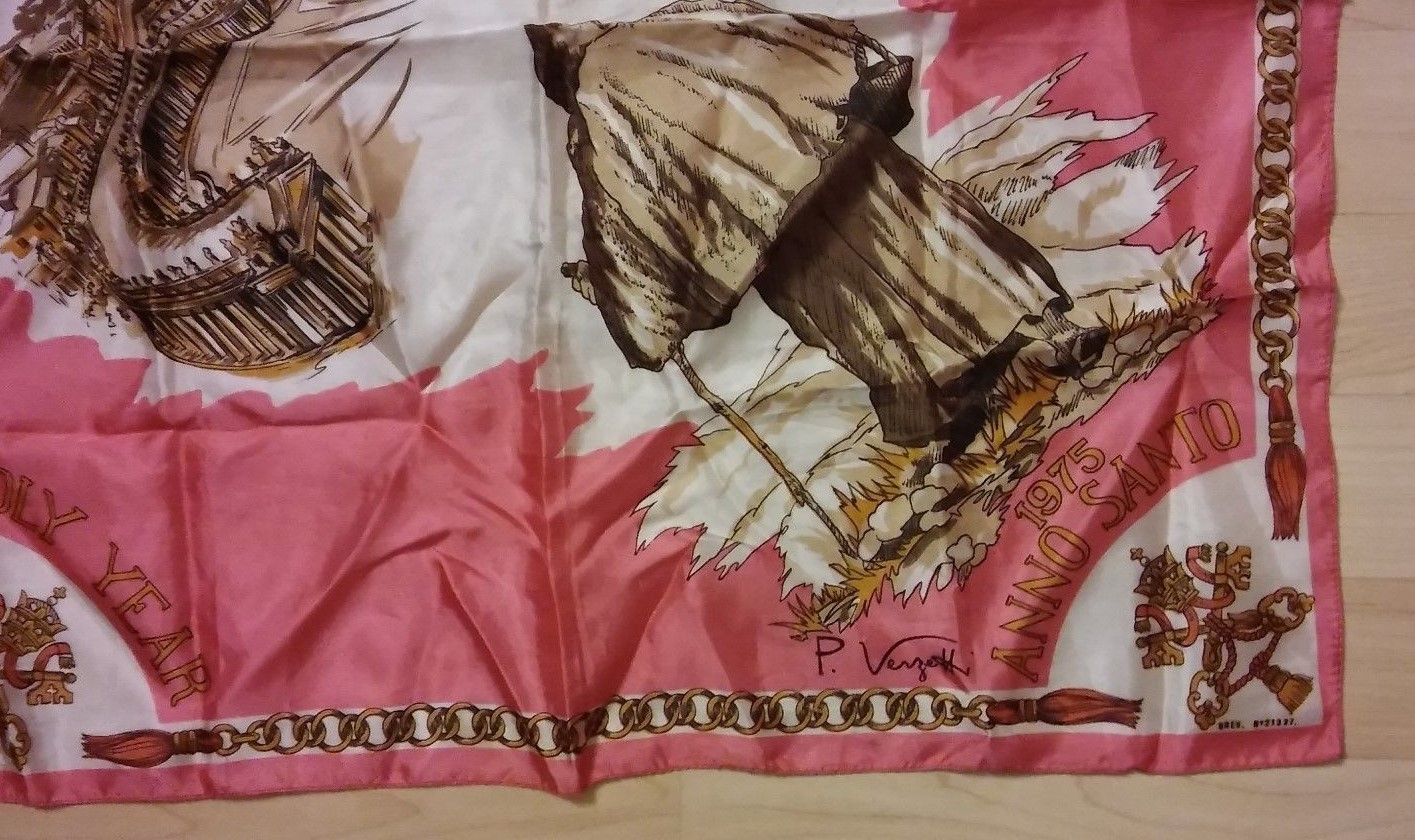 P Verzetti Vatican Pink Scarf - Vintage 1975 St Peters Basilica Pope ...