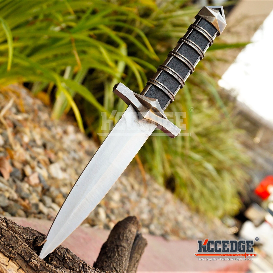 11" ASSASSIN DAGGER Medieval Knights Fixed Blade Double Edged Knife w ...
