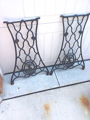 Antique Singer Treadle Sewing Machine Base Cast Iron Dated 1887 with ...