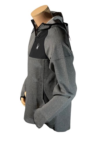 Spyder Active Mens Gray Medium 1/4 zip pullover hoodie NWT$110 | eBay