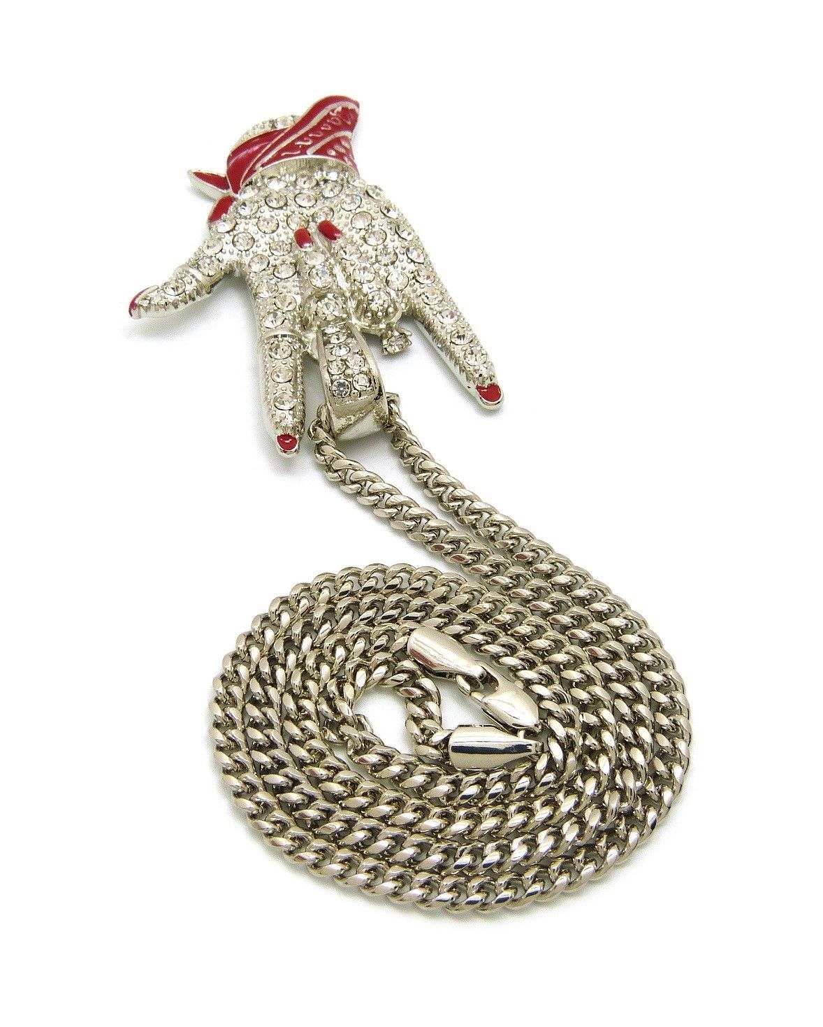 Women's Cardi B I Love You Hand Sign Pendant & 24" Box, Cuban Chain ...