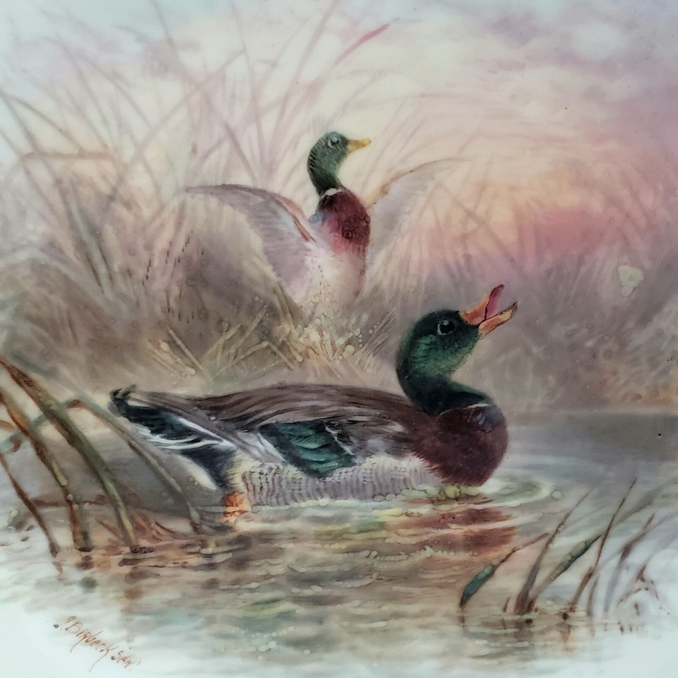 Antique Hand-Painted Mallard Ducks Cauldon, England Signed J. Birbeck ...