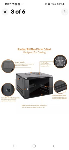 TECMOJO 6U Wall Mount Server Cabinet IT Network Rack Enclosure W/keys ...