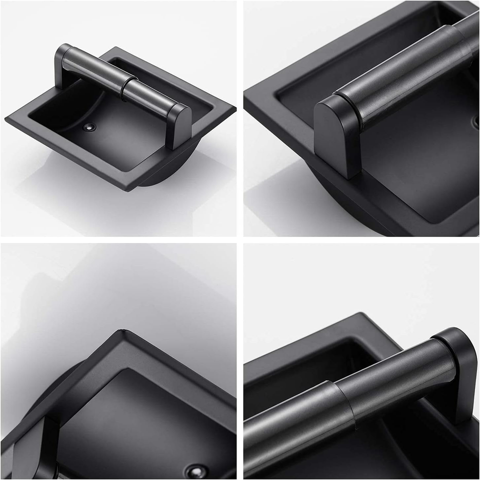 Matte Black Recessed Toilet Paper Holder/Tissue Paper Holder Stainless ...