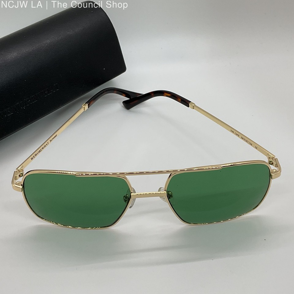 WE WORE WHAT Sunwear The Cafe Men's Gold Tone Aviator Sunglasses- 58 ...